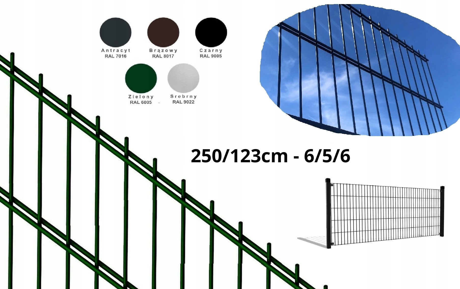 PANELE ogrodzeniowe 2D 6/5/6 różny kolor 250/123cm (ORS-0294) • Cena ...