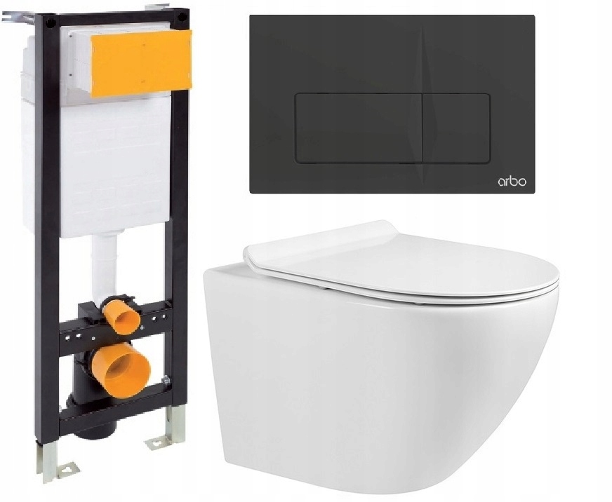 ZESTAW WC STELAŻ PODTYNKOWY ARBO SLIM 35 CM PRZYCISK MUSZLA SLIM RIM ...