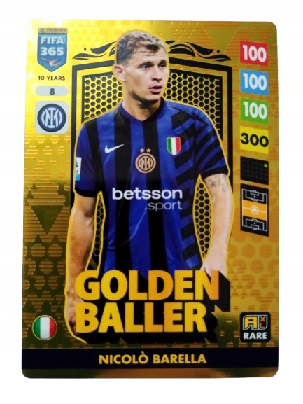 PANINI FIFA 365 2025 RARE TOP MASTER GOLDEN BALLER 8 NICOLO BARELLA ...