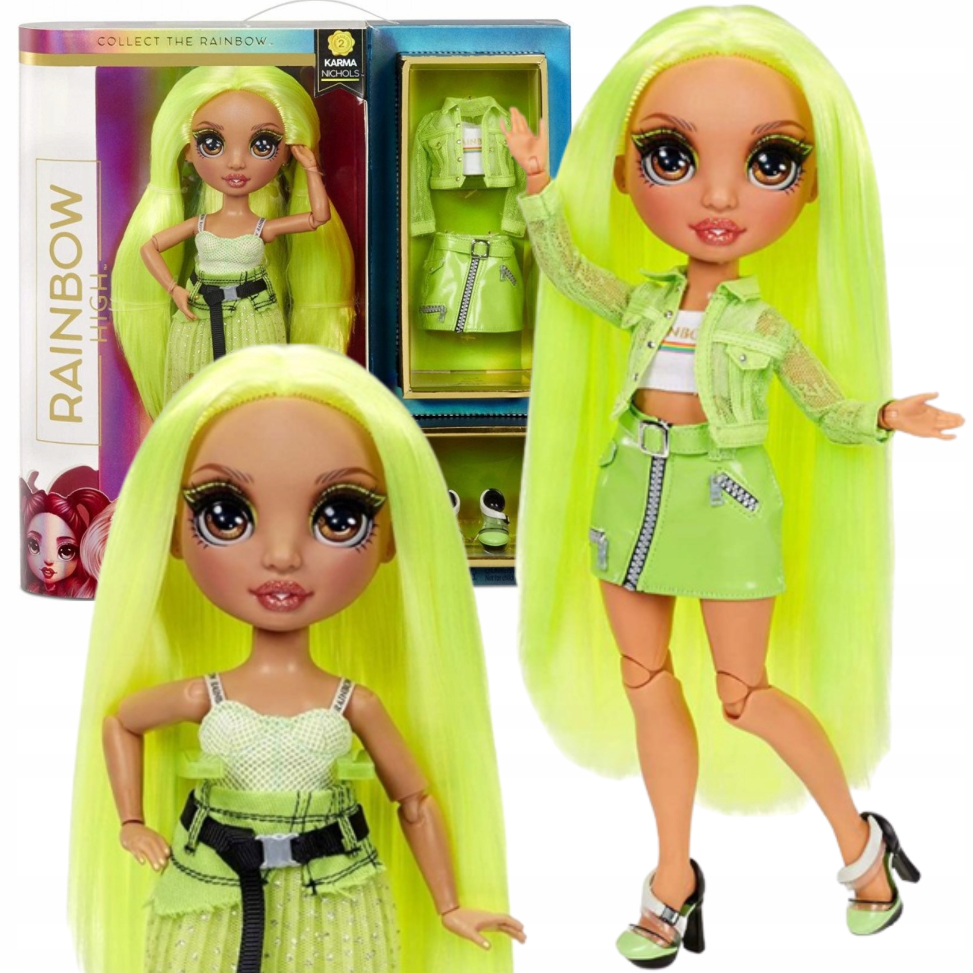 LALKA RAINBOW HIGH NEON KARMA NICHOLS +2 STROJE 12785703487 - Allegro.pl