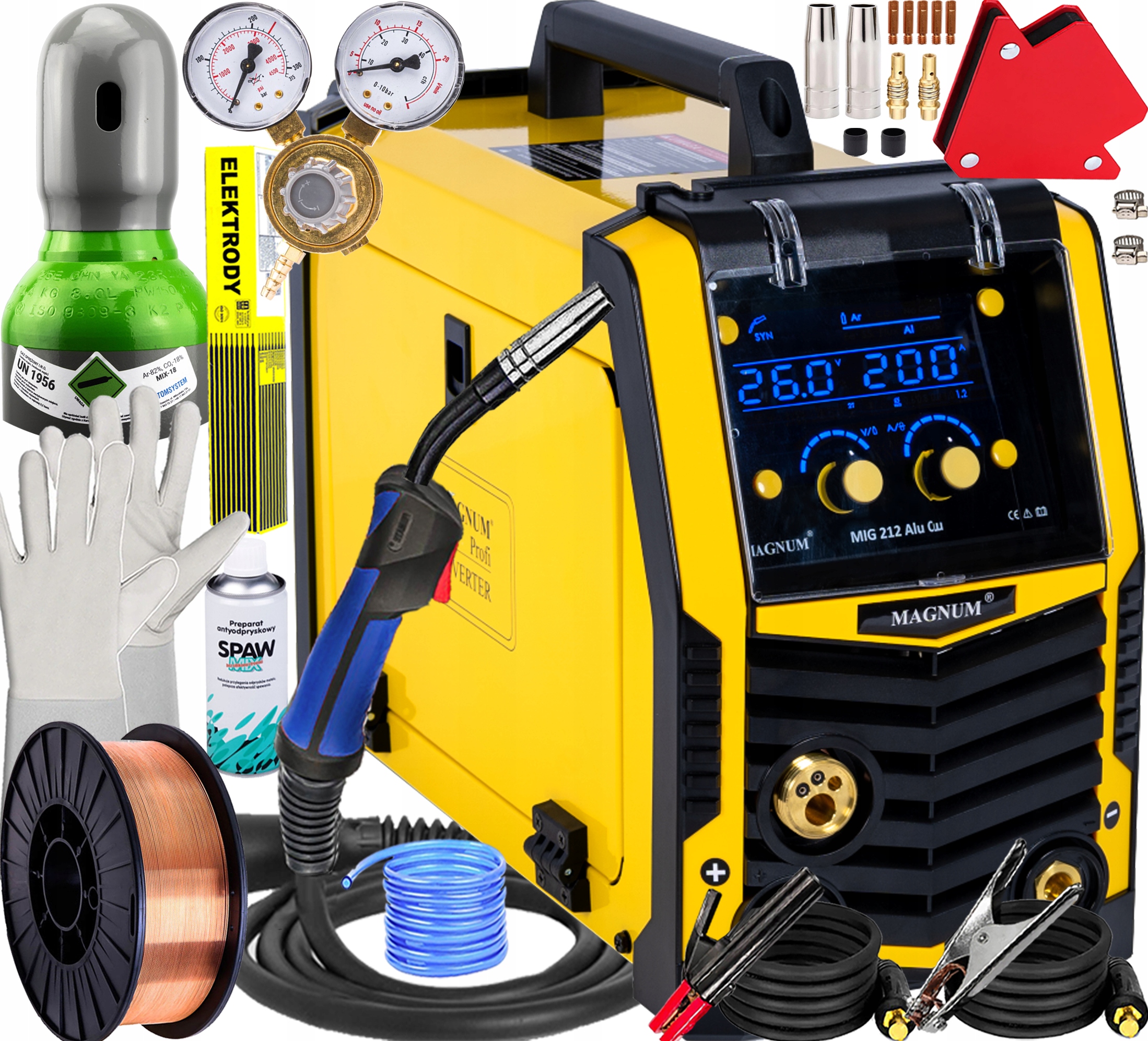 SPAWARKA INWERTOROWA MIGOMAT MAGNUM MIG 212 ALU CU SYNERGIA 230V 200A 2T/4T (5905323119567 ...