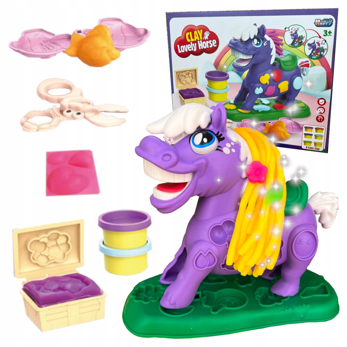 DUŻY ZESTAW CIASTOLINA MASA PLASTYCZNA KOŃ CIASTO (4009879021525 ...