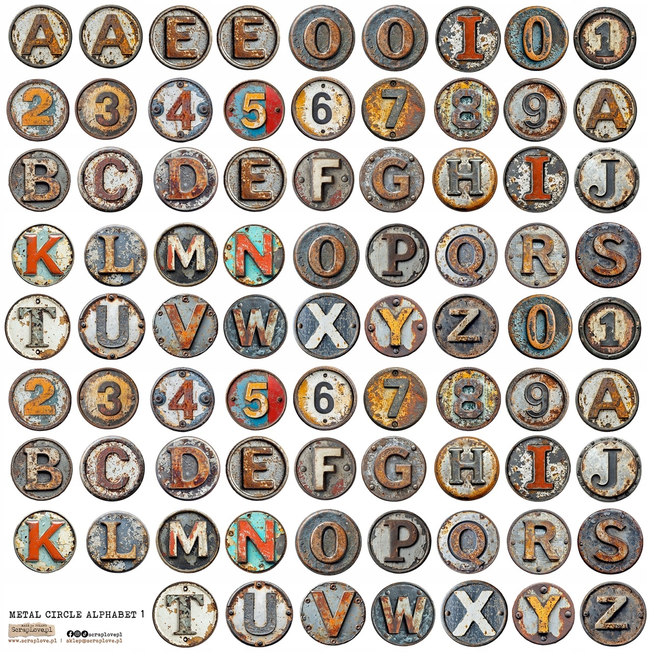 ScrapLove Nálepka KOVOVÁ ABECEDA V KRUHOCH, 24x24 cm, (5900805346455 ...