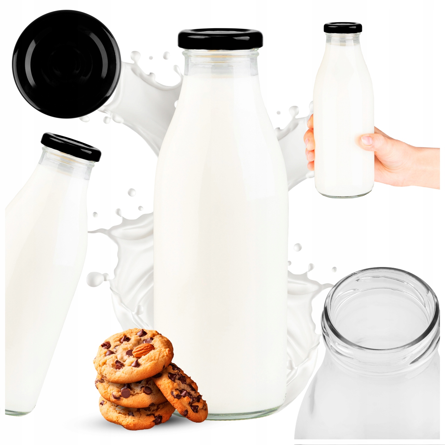 SZKLANA BUTELKA NA WODĘ MLEKO SOKI NAPOJE LEMONIADĘ 500 ML 0,5L Z ZAKRĘTKĄ (5905325331615 ...