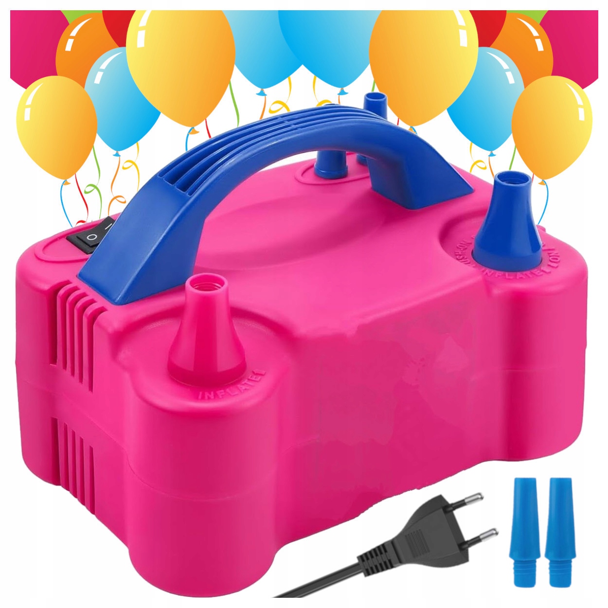 ELEKTRYCZNA POMPKA DO BALONÓW 2 DYSZE SZYBKA MOCNA DO POMPOWANIA ...