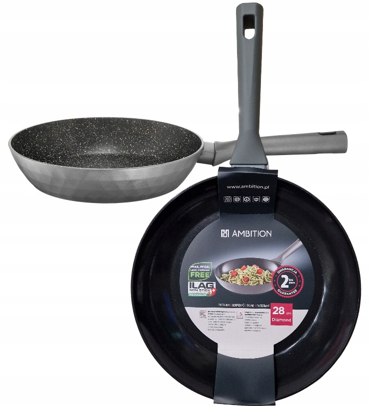 Patelnia tradycyjna Ambition Diamond 28 cm ceramiczna szara (5904134521675) • Cena, Opinie ...