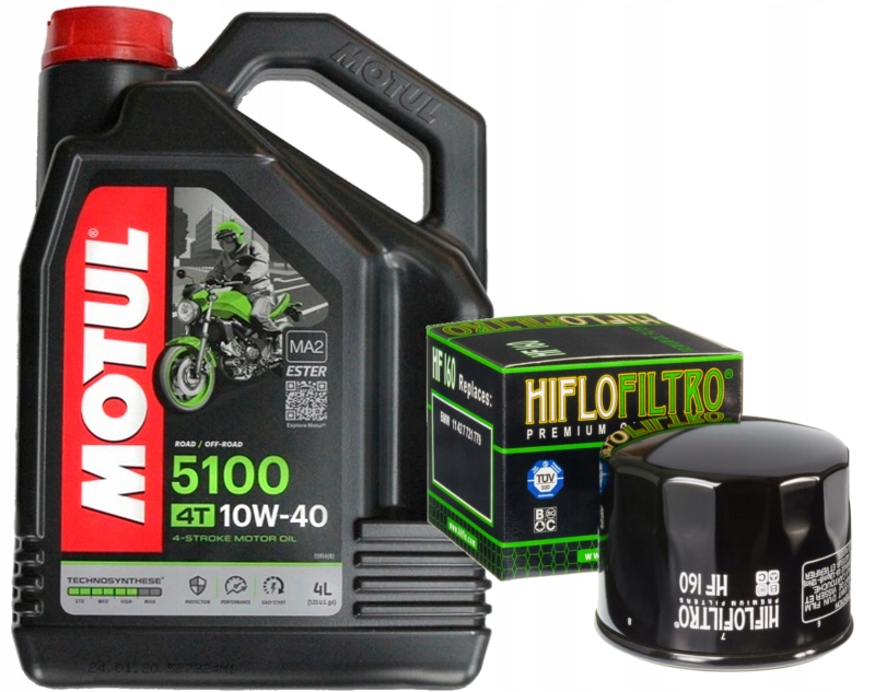 ZESTAW OLEJ MOTUL 5100 10W40 4L HF160 BMW F650 800 K1200 K1300 za 208 ...