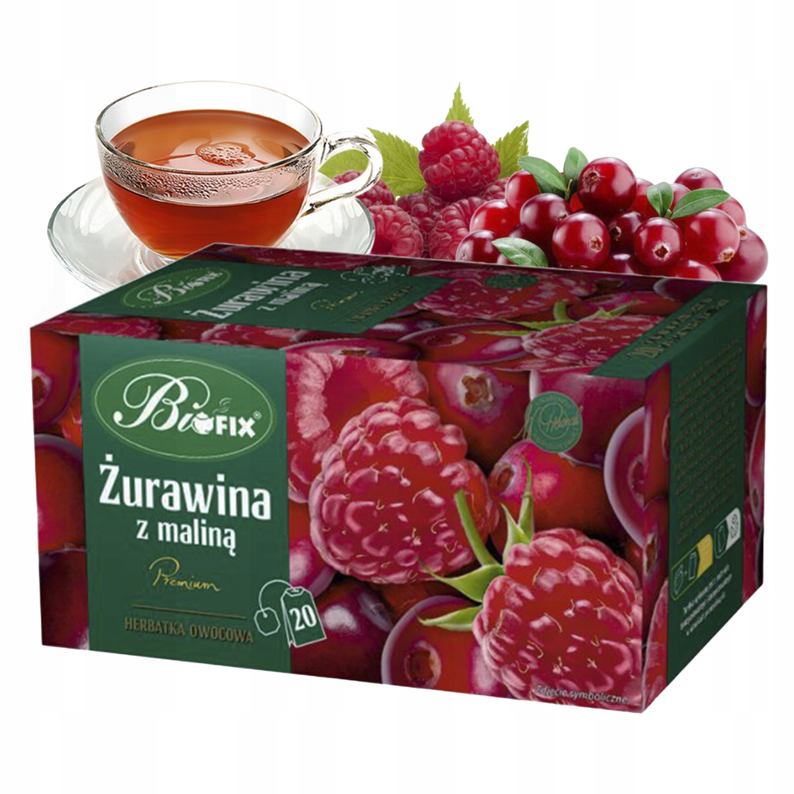 BIFIX ŻURAWINA Z MALINĄ herbata OWOCOWA herbatka premium 20 SASZTEK ...