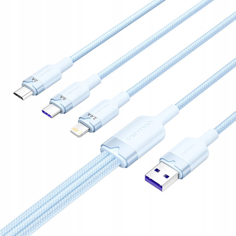 Zestaw kabli USB - USB typ C / microUSB / Lightning Vention - Sklep, Opinie, Cena w Allegro