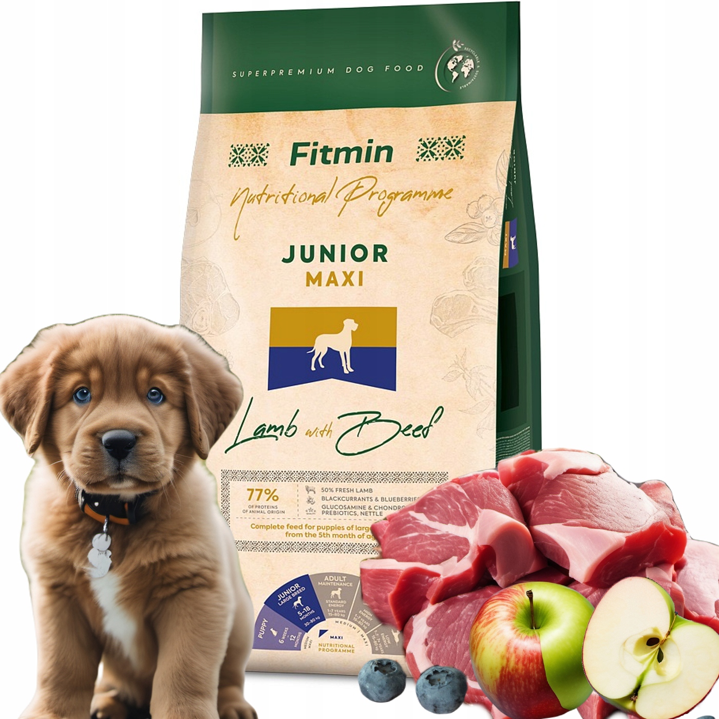 Fitmin Junior Maxi Lamb&Beef 12kg Karma dla psa (8595237033362) • Cena ...