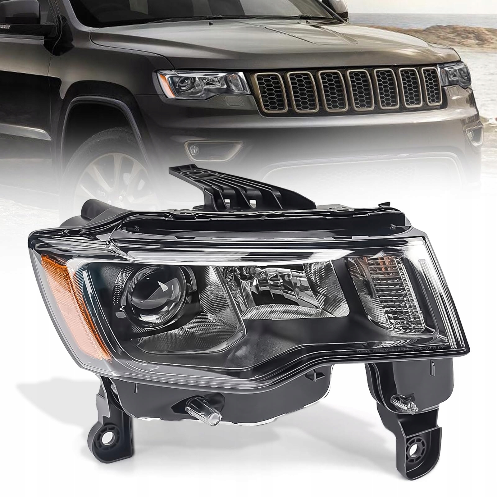 JEEP GRAND CHEROKEE WK2 LIFT 2017- REFLEKTOR LAMPA PRZEDNIA CZARNA ...
