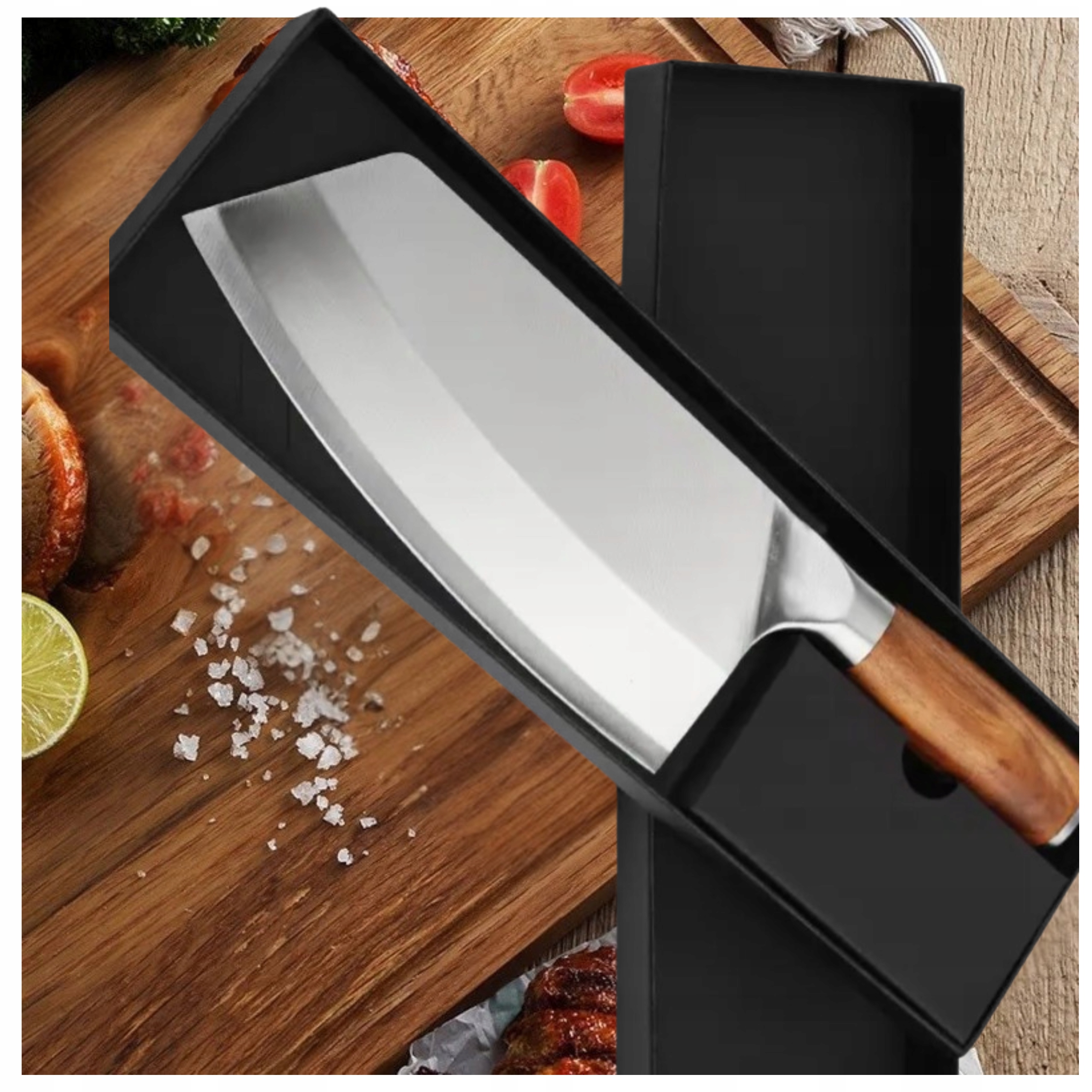 NÓŻ TASAK SZEFA KUCHNI JAPOŃSKI DO MIĘSA KUCHENNY 32CM SOLIDNY OSTRY ...