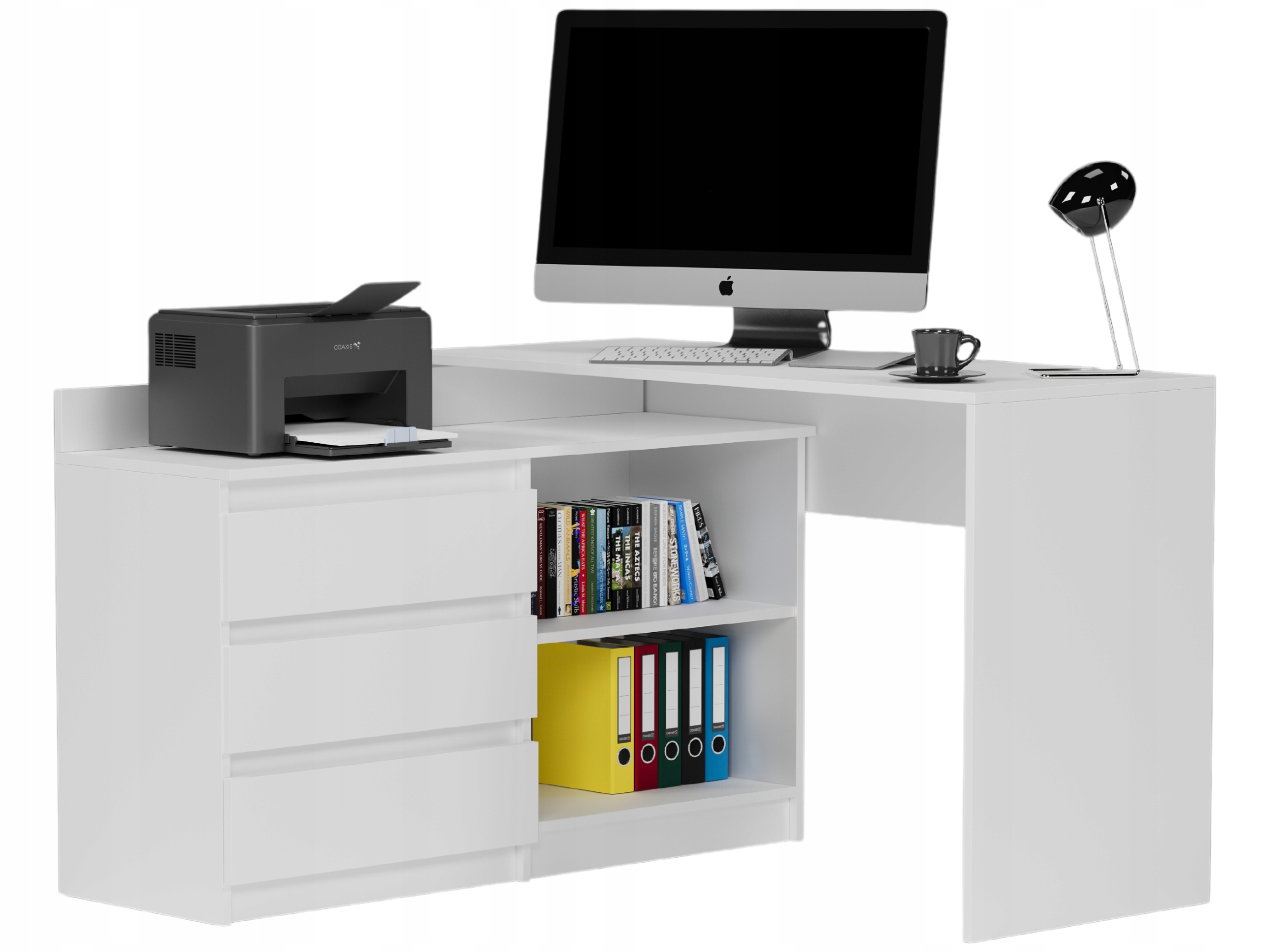 Rohový písací stôl a komoda sada 120x50 biela N-15 za 92.53EUR - Allegro