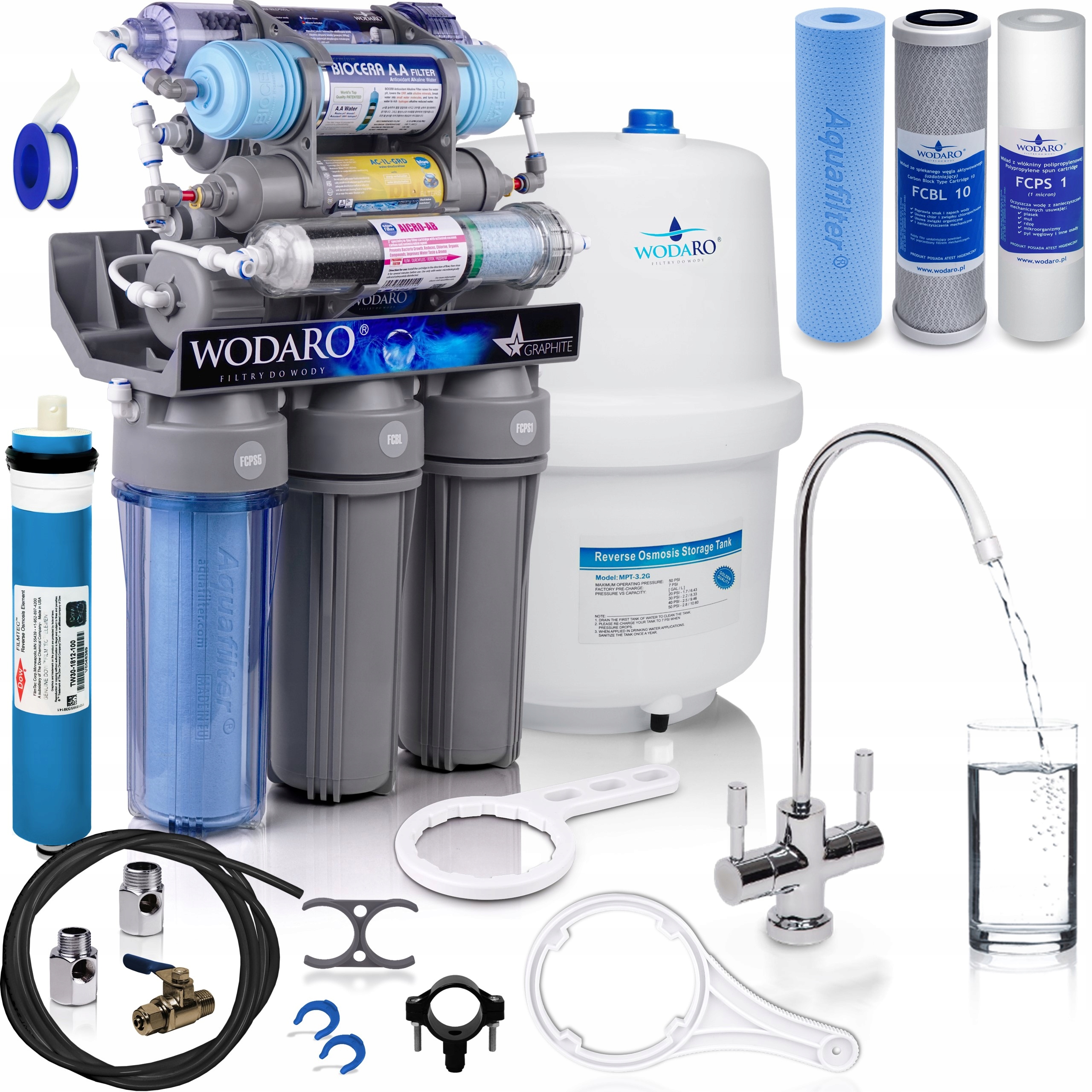 FILTR WODY WODARO RO10 GRAPHITE PREMIUM 2X REDOX STRUKTURYZATOR FILMTEC ...