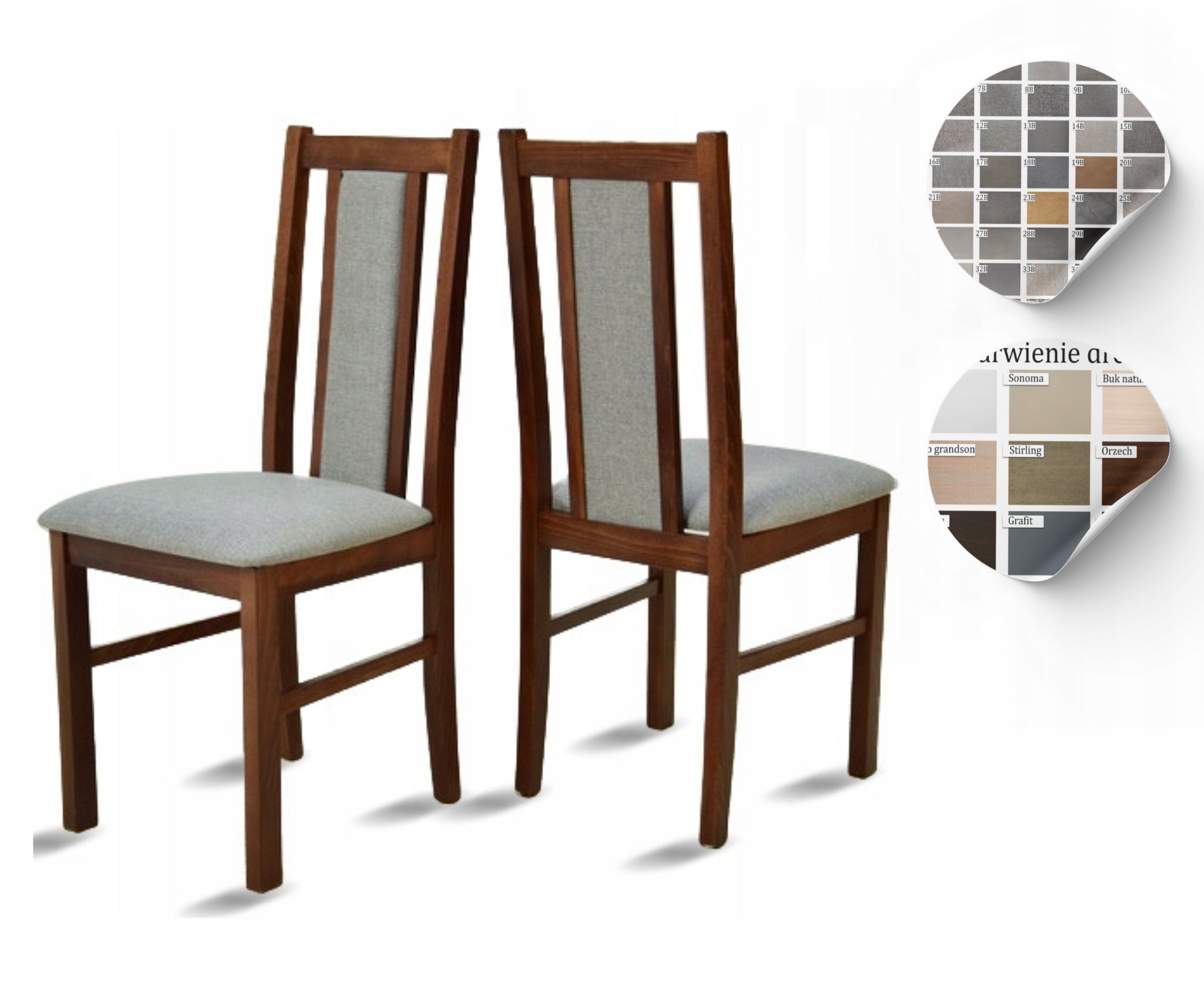 4x Drewniane krzesło tapicerowane orzech Komplet - 749 zł - Allegro.pl ...