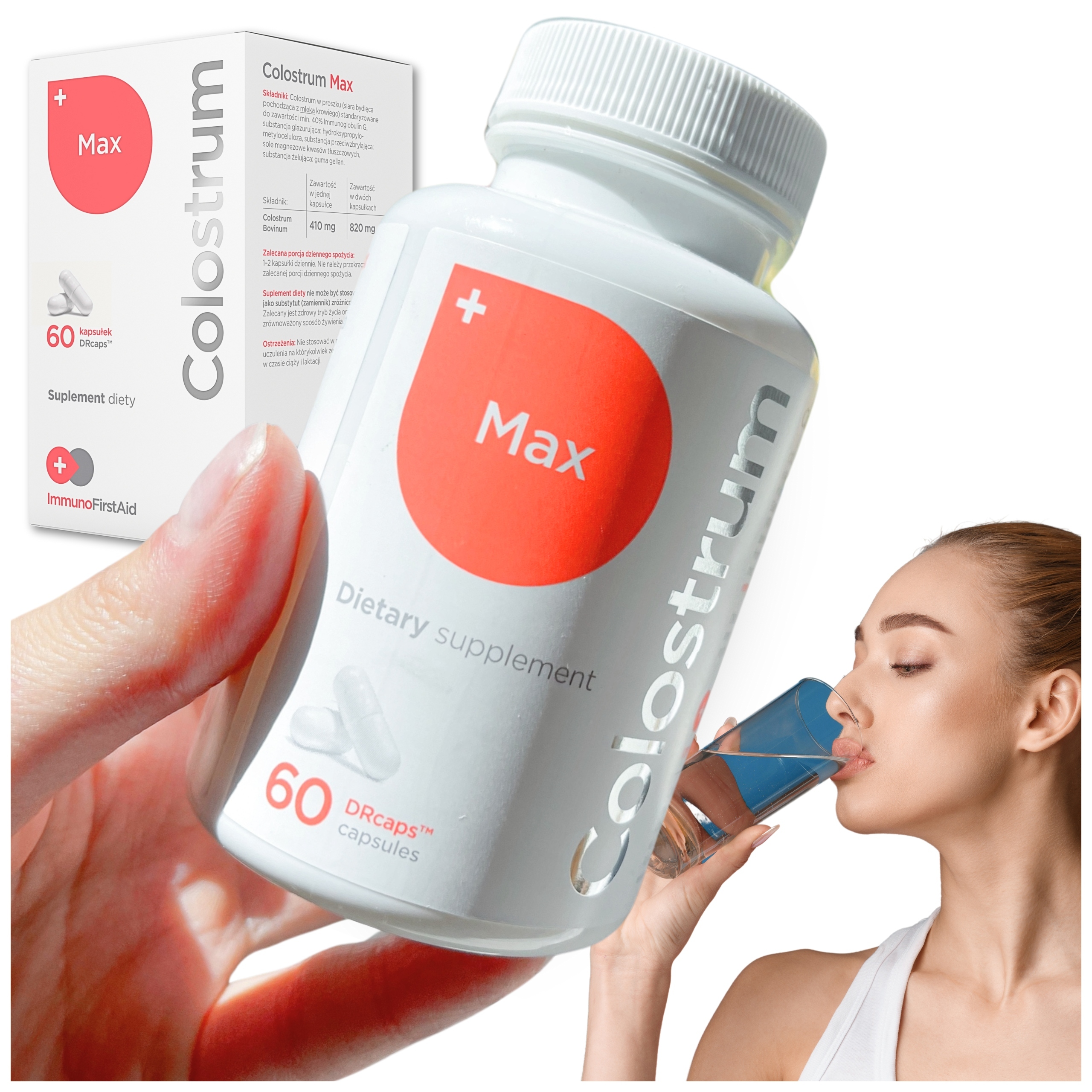 Colostrum Polska Colostrum Max 500mg 60 kapsułek (3447874214527) • Cena, Opinie • Preparaty ...