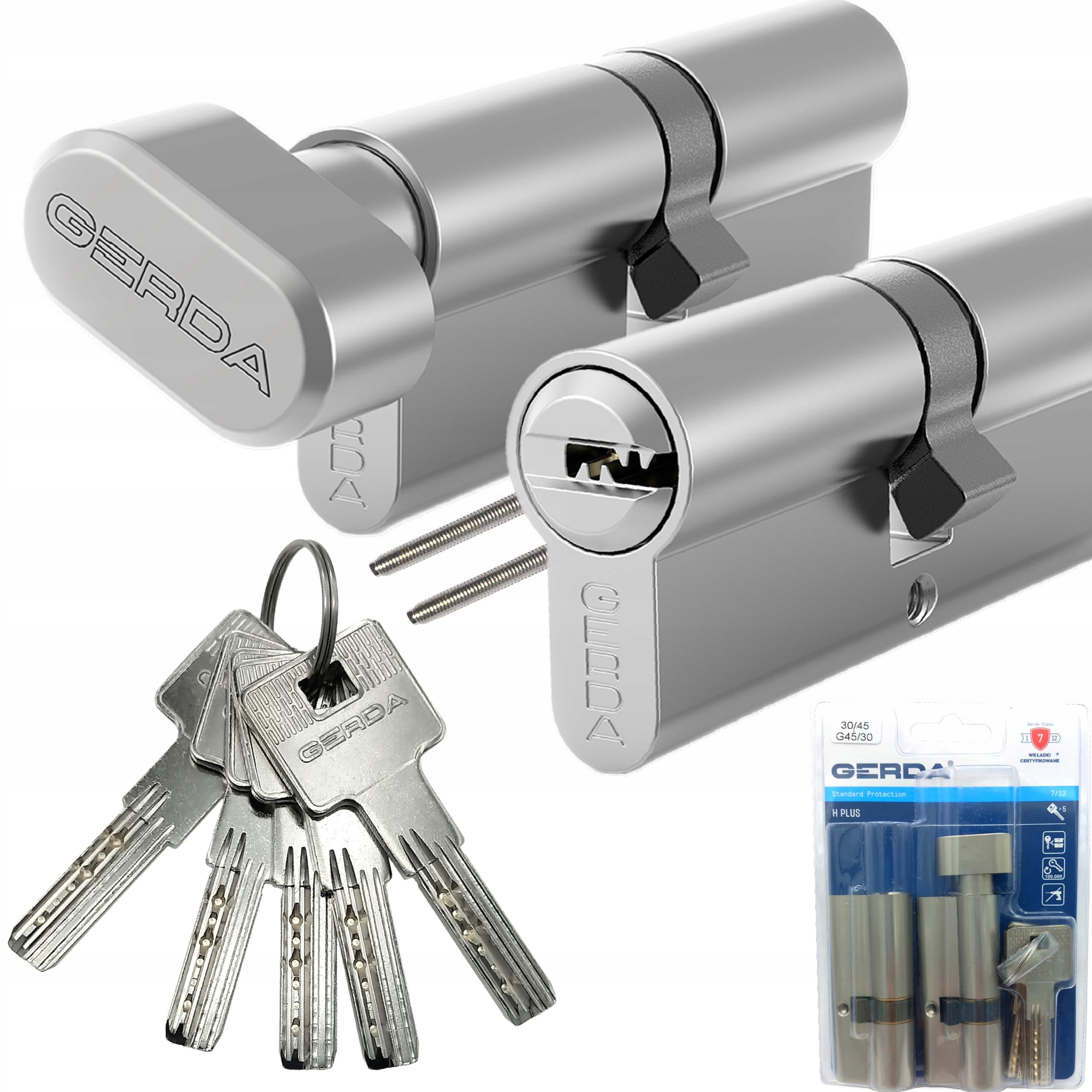 Komplet wkładek na jeden klucz 30/45 + 30/45G nikiel GERDA H plus • Cena, Opinie • Zamki ...
