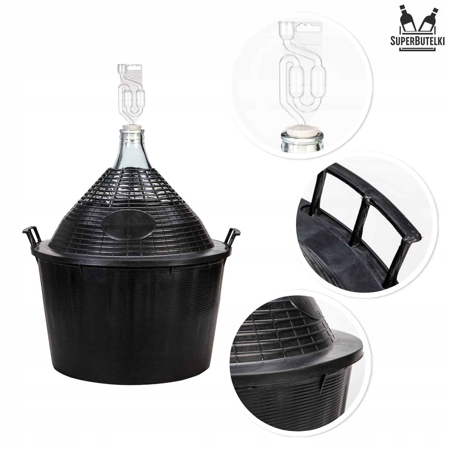 BALON DAMA 34L W KOSZU + KOREK RURKA FERMENTACYJNA - SuperButelki ...