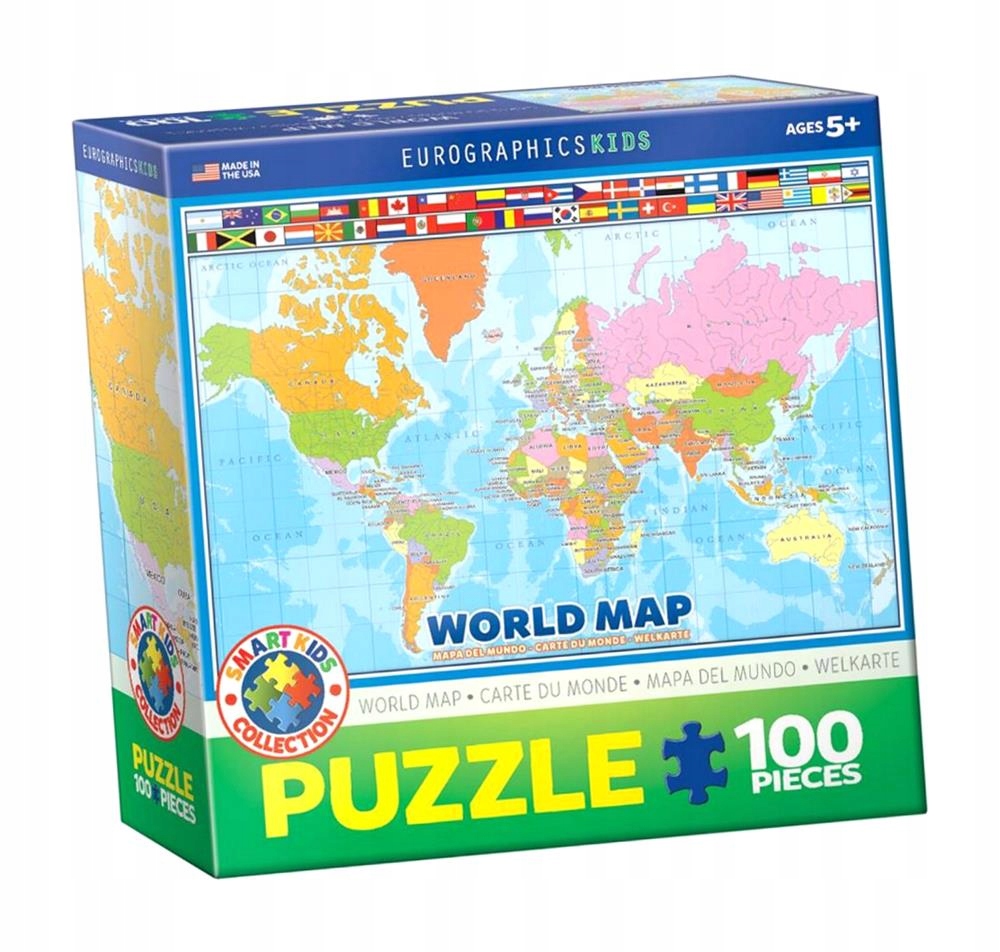 PUZZLE 100 SMARTKIDS WORLD MAP 6100-1271 za 299 Kč - Allegro