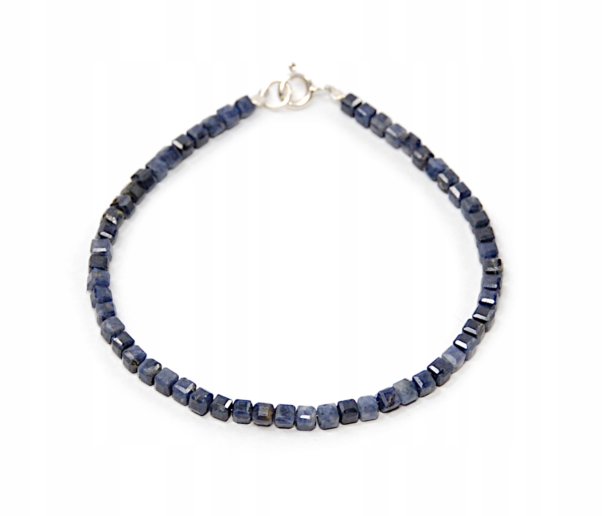 Karkötő natúr ZAFÍR kék korund kockás 3mm ezüst za 7265.00HUF-ért - Allegro