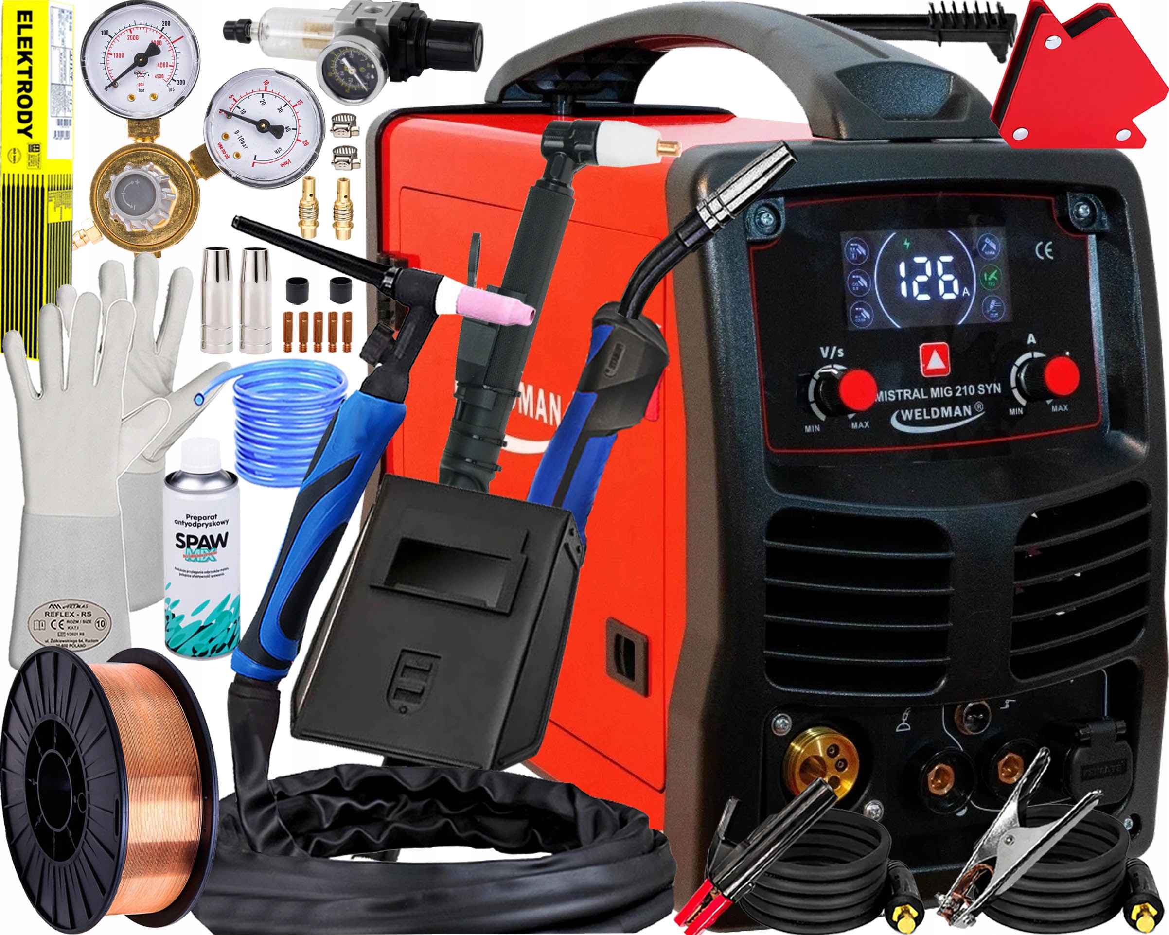 Półautomat spawalniczy MIG/MAG, MMA, TIG Weldman 40-200 A 230 V ...