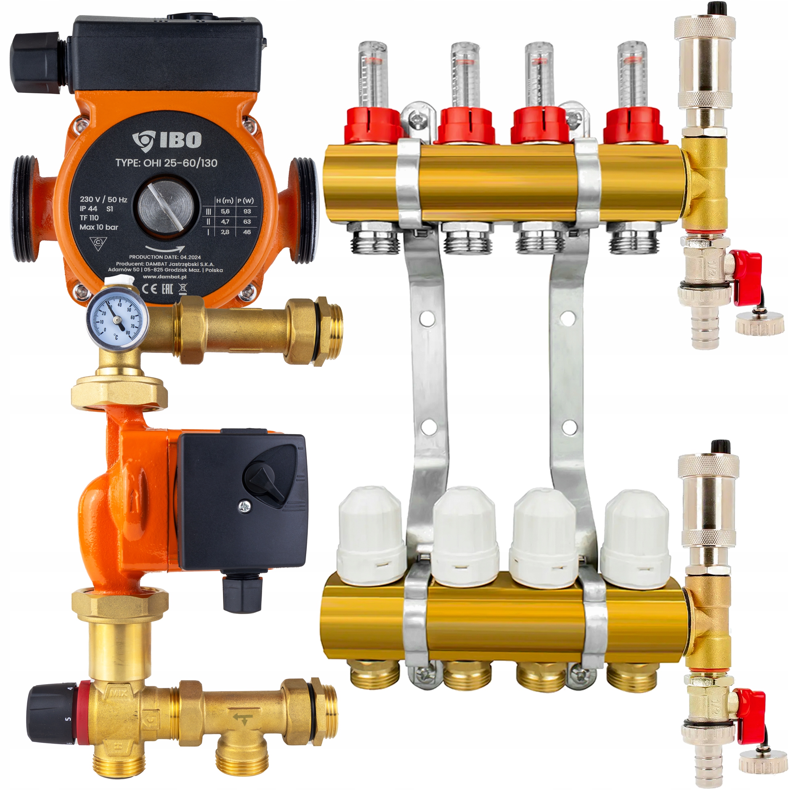 ROZDZIELACZ DO PODŁOGÓWKI 4 OBWODY + GRUPA POMPOWA + POMPA PEŁEN ZESTAW (5905575747198) • Cena ...