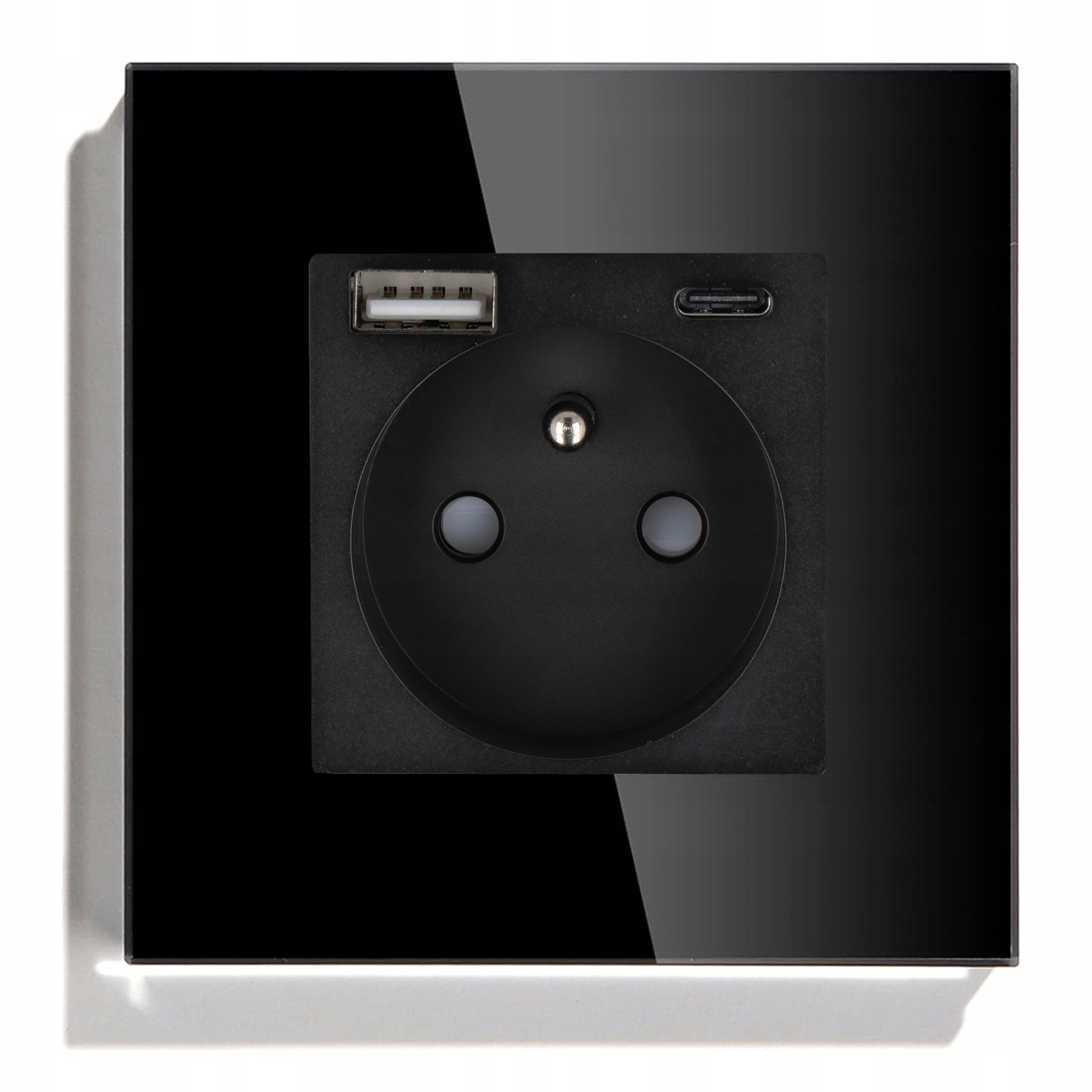 GNIAZDKO KONTAKT ŁADOWARKA USB A + C CZARNE GNIAZDKA KONTAKTY 2.1 A 1F ...