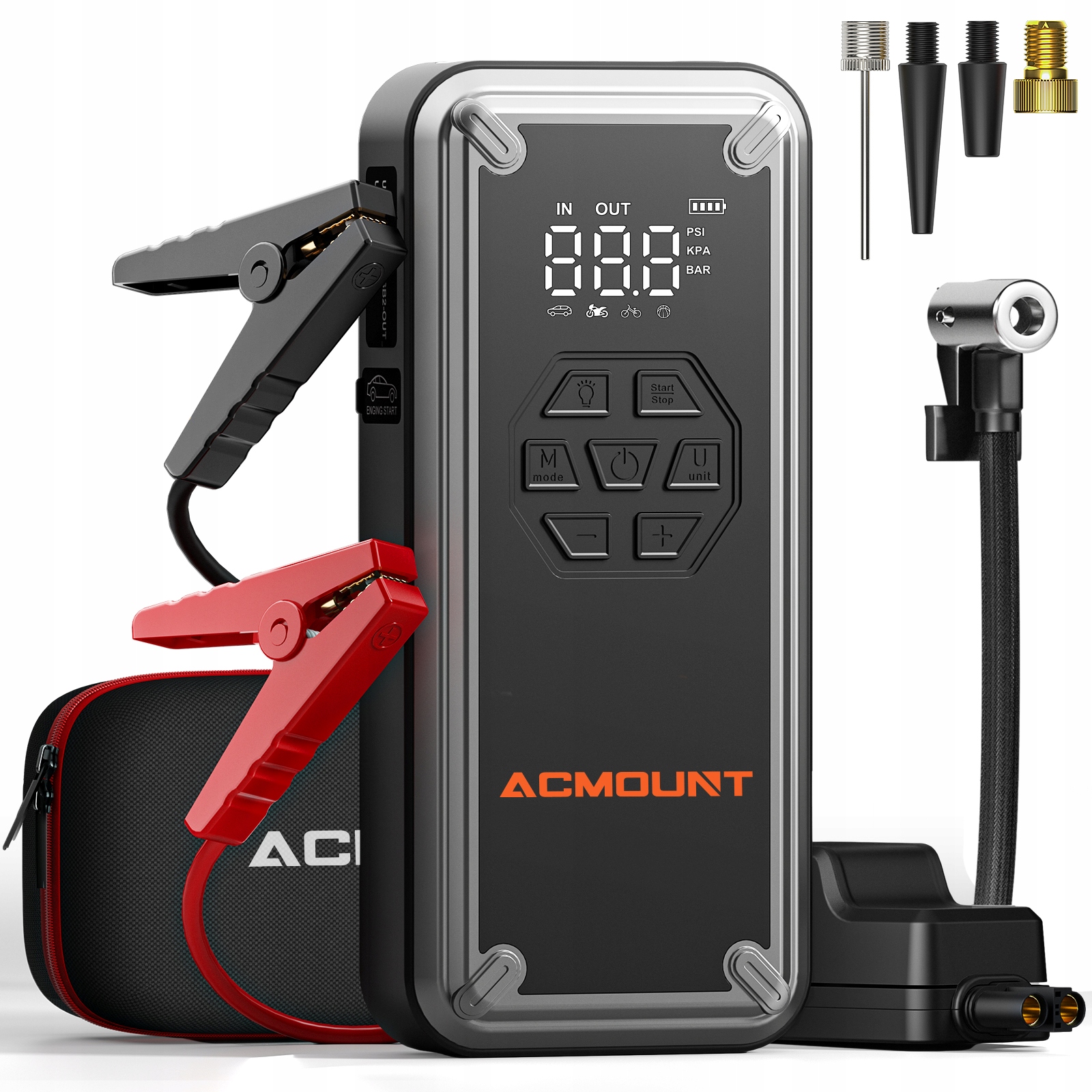 ACMOUNT Power Bank Rozruchowy z Kompresorem 12V Jump Starter 21800mAh ...