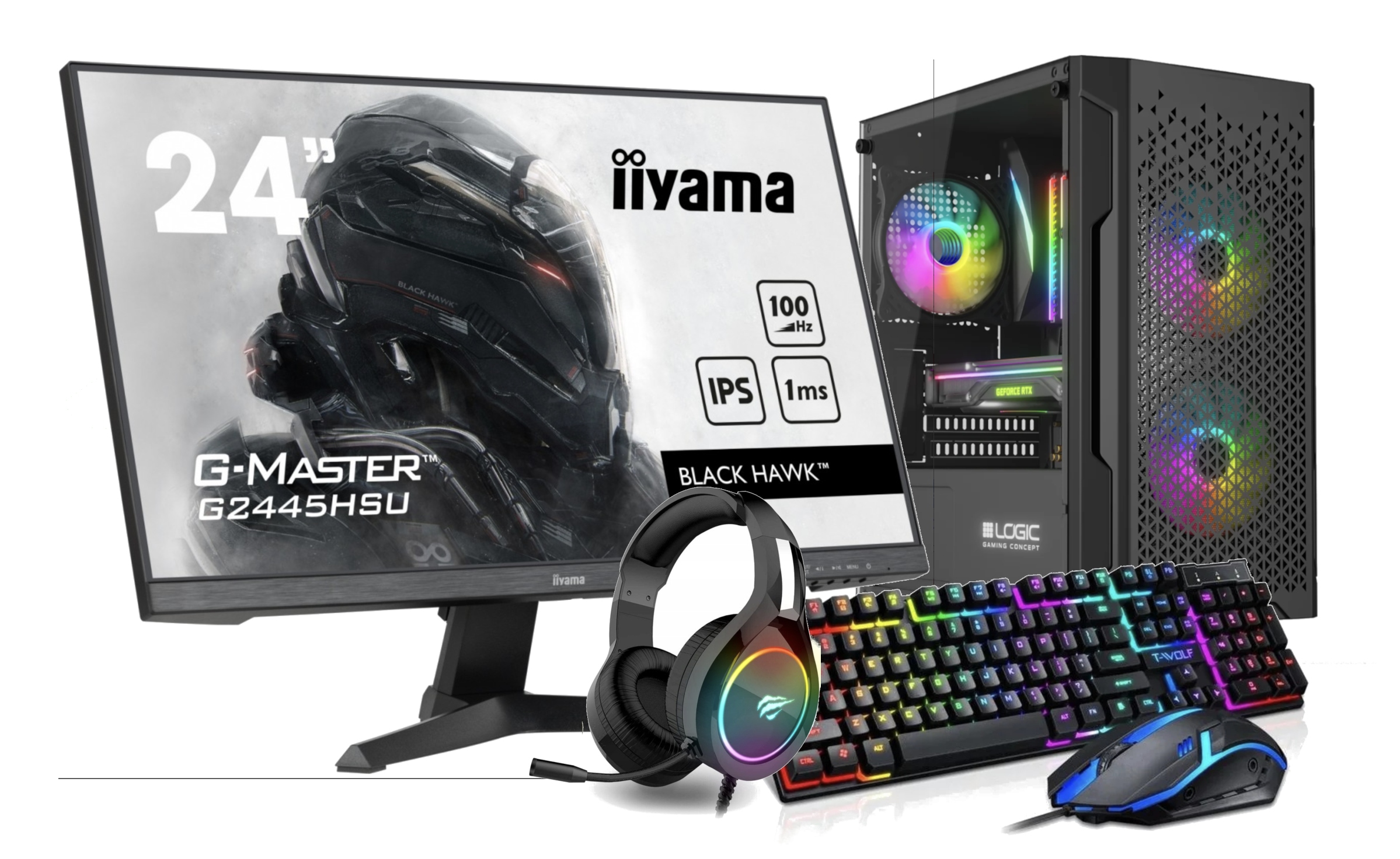 ZESTAW KOMPUTER GAMINGOWY RX6600|RYZEN 5|32GB|1T MONITOR 100Hz 1ms ...