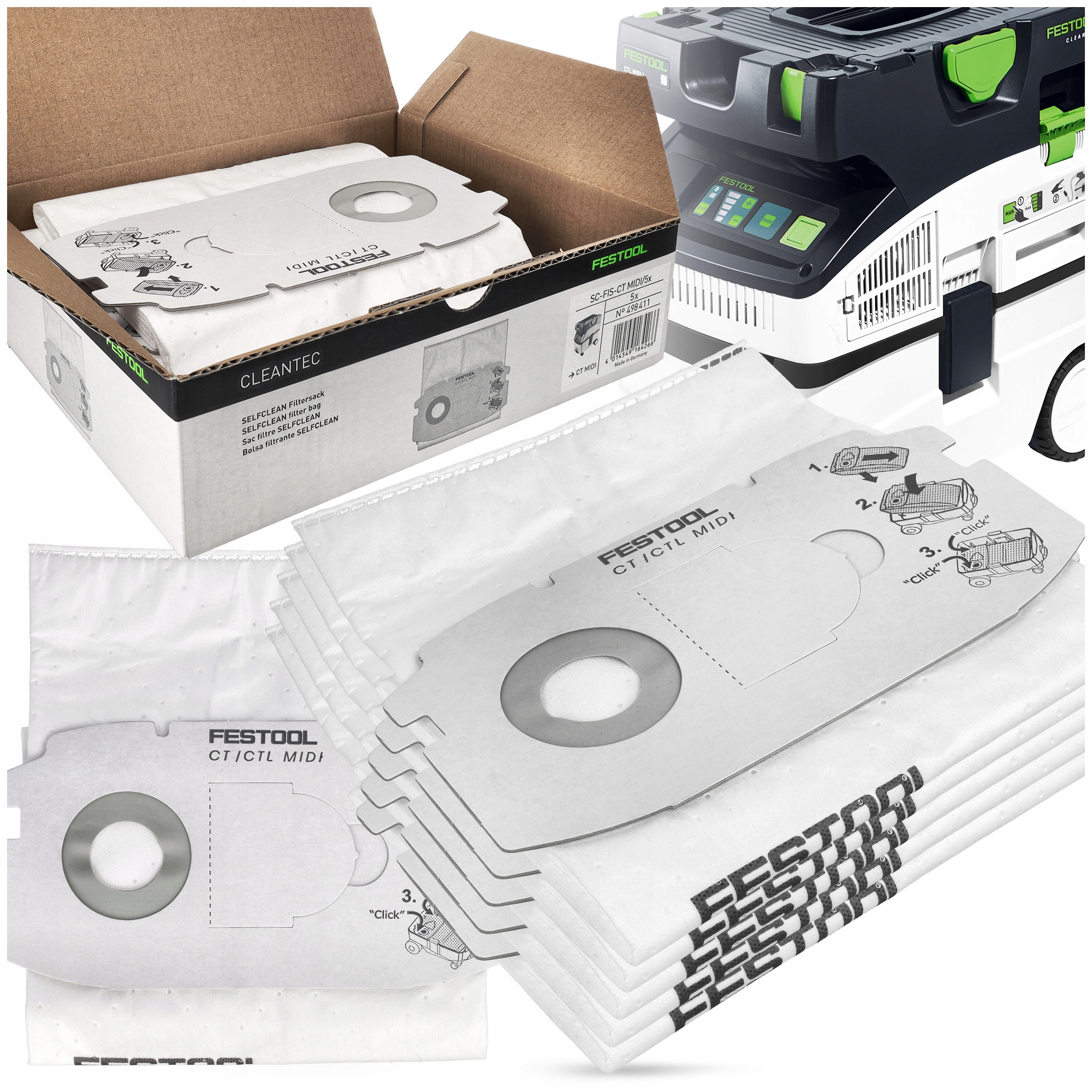 5X WOREK WORKI SYNTETYCZNE FESTOOL SC FIS-CT SELFCLEAN CT 15 CTC MINI ...