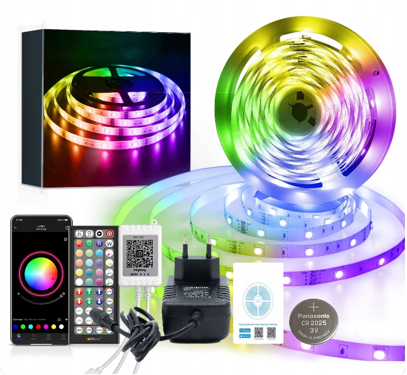 Taśma LED 10M RGB 5050 PILOT APLIKACJA Bluetooth MUZYKA ZESTAW 12V ...