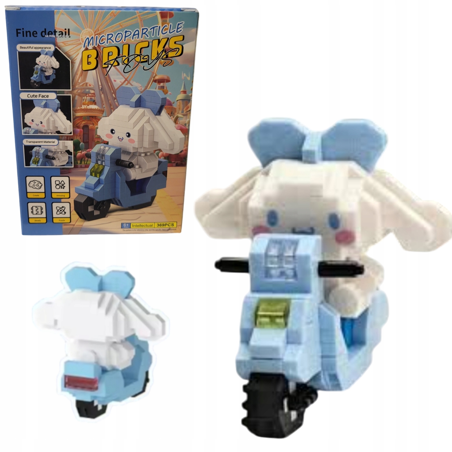 Klocki Kuromi Cinnamoroll Kitty 369 ELEMENTY FIGURKA MOTOCYKL MIŚ ZABAWA (5907173702098) • Cena ...