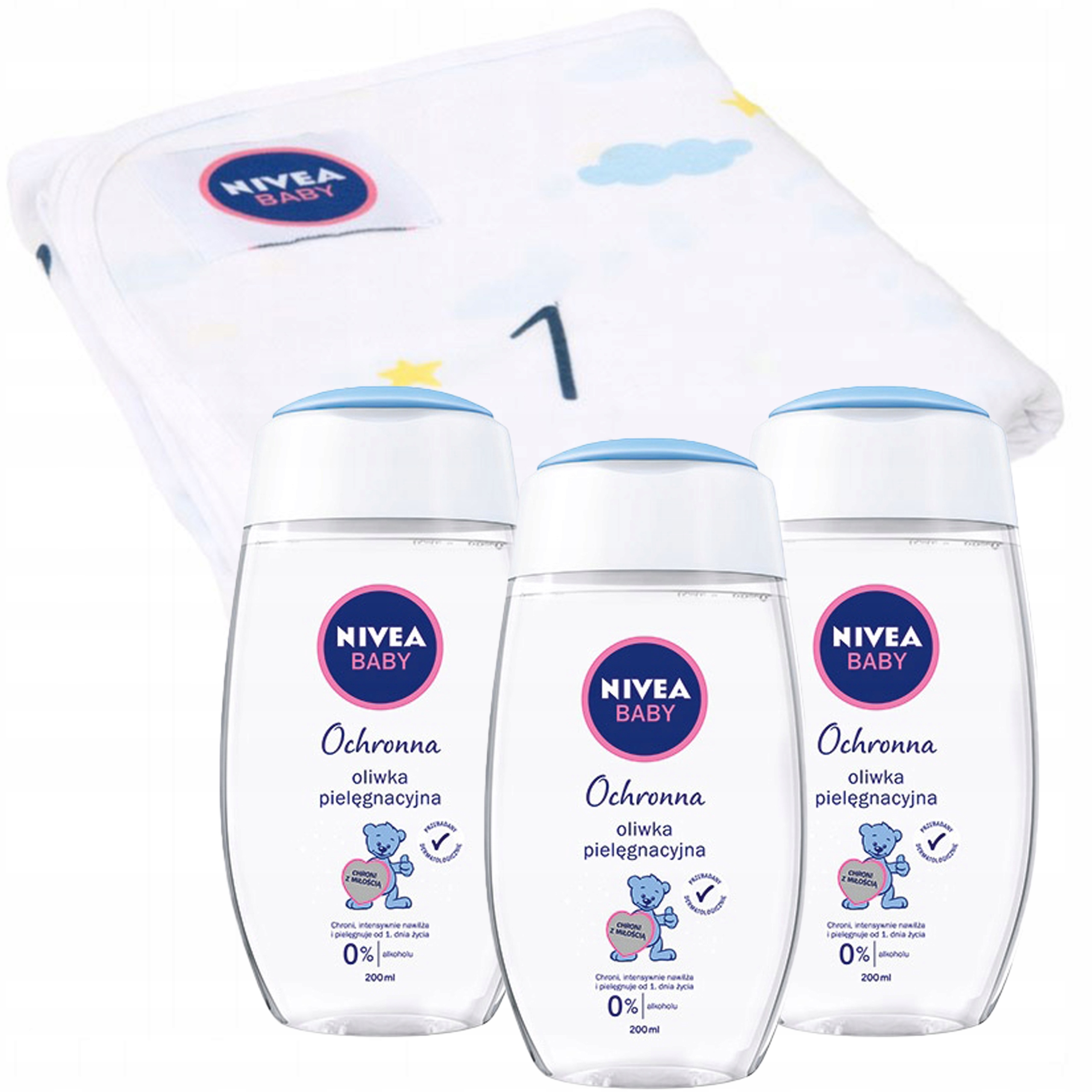 3 x NIVEA BABY OCHRONNA OLIWKA PIELĘGNACYJNA 200ML + Gratis Kocyk (5903818558983) • Cena, Opinie ...