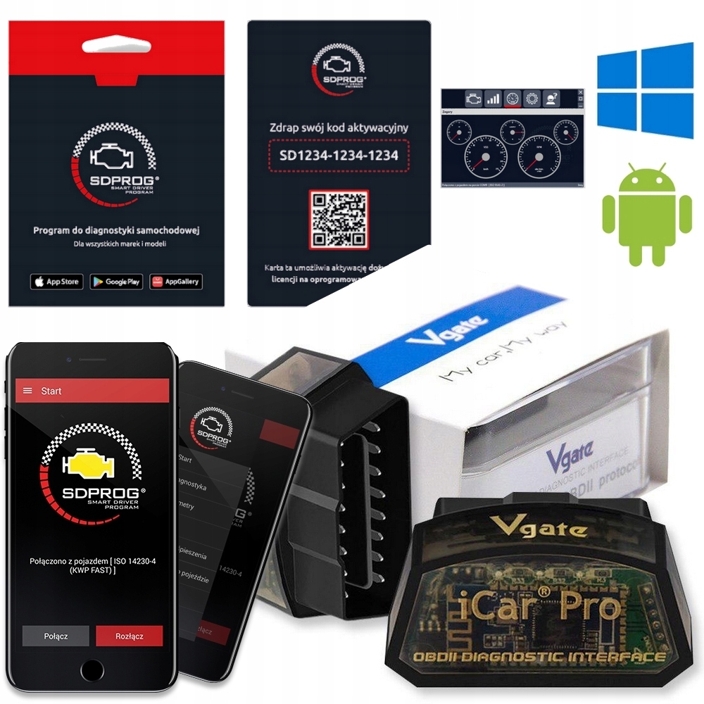 INTERFEJS DIAGNOSTYCZNY iCAR PRO BT3.0 OBD2 ELM327 PROGRAM SDPROG POLSKI 5904954300702 za 199 ...