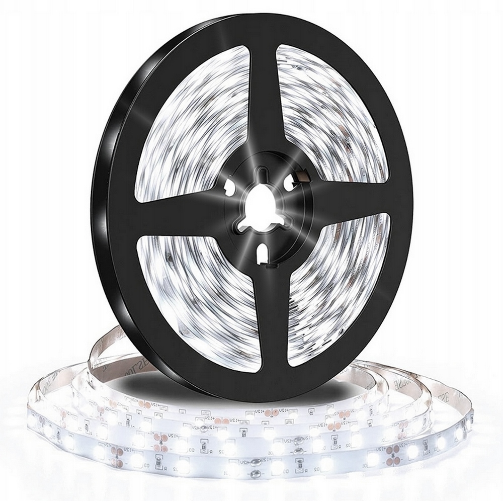 LEDY WODOODPORNE TAŚMA LED SMD BIAŁA ZIMNA 5m ZASILACZ (Zestaw TAŚMA ...