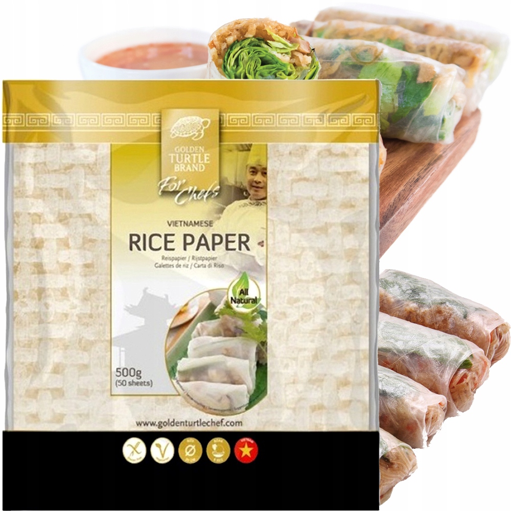 Papiery ryżowe Golden Turtle kwadratowe wietnamskie 19 cm 50 szt. 500 g ...