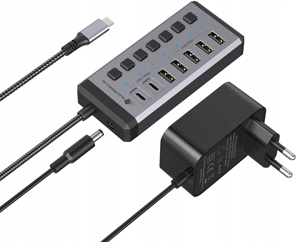 Hub rozdzielacz USB stacja dokująca 7w1 4x USB A 3.0 USB C 3.1 10Gb/s ... Hub rozdzielacz USB stacja dokująca 7w1 4x USB A 3.0 USB C 3.1 10Gb/s ...