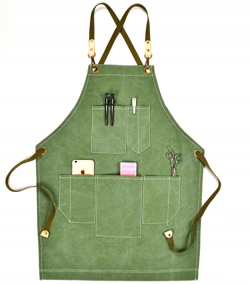 Men's Women's Work Aprons With Pockets And Cross StrapS, Salon • Cena ...