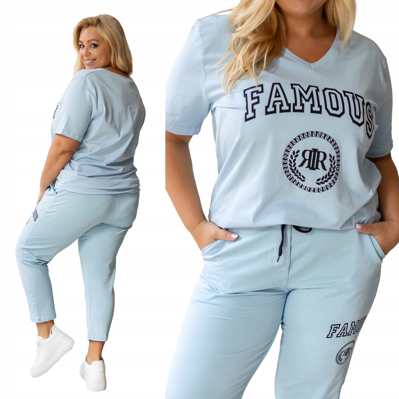 DRESY DAMSKIE na lato duże błękitne 5XL • Cena, Opinie • Dresy ...