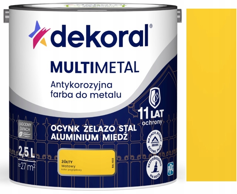 Farba alkidowa do metalu Dekoral 2,5 l żółty mat (5904000057062) • Cena ...