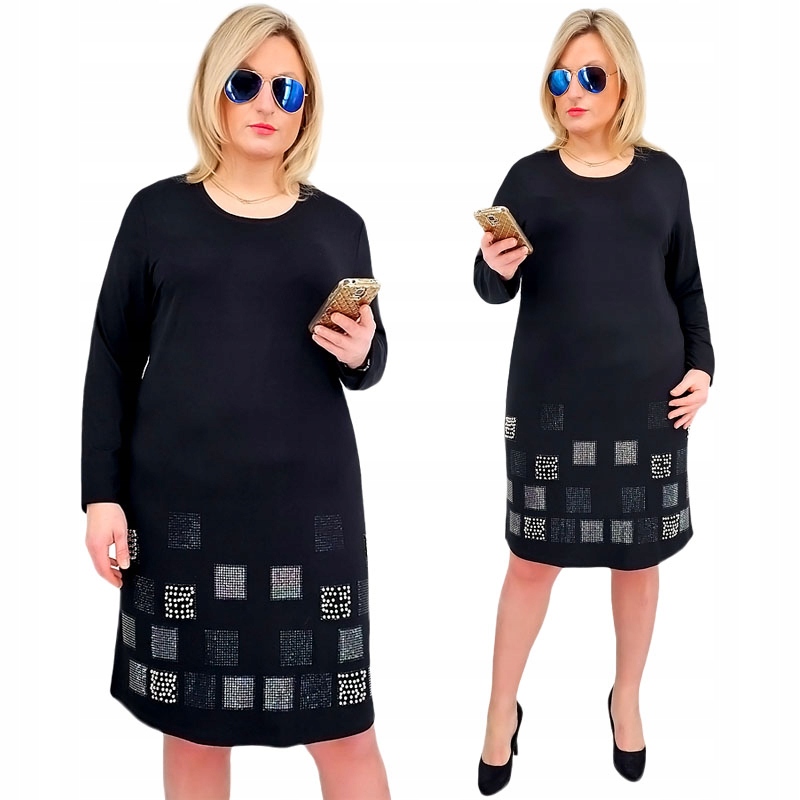 MODNA ELEGANCKA DAMSKA KLASYCZNA LEJĄCA SUKIENKA TUBA Z DŻETAMI 3XL ... MODNA ELEGANCKA DAMSKA KLASYCZNA LEJĄCA SUKIENKA TUBA Z DŻETAMI 3XL ...