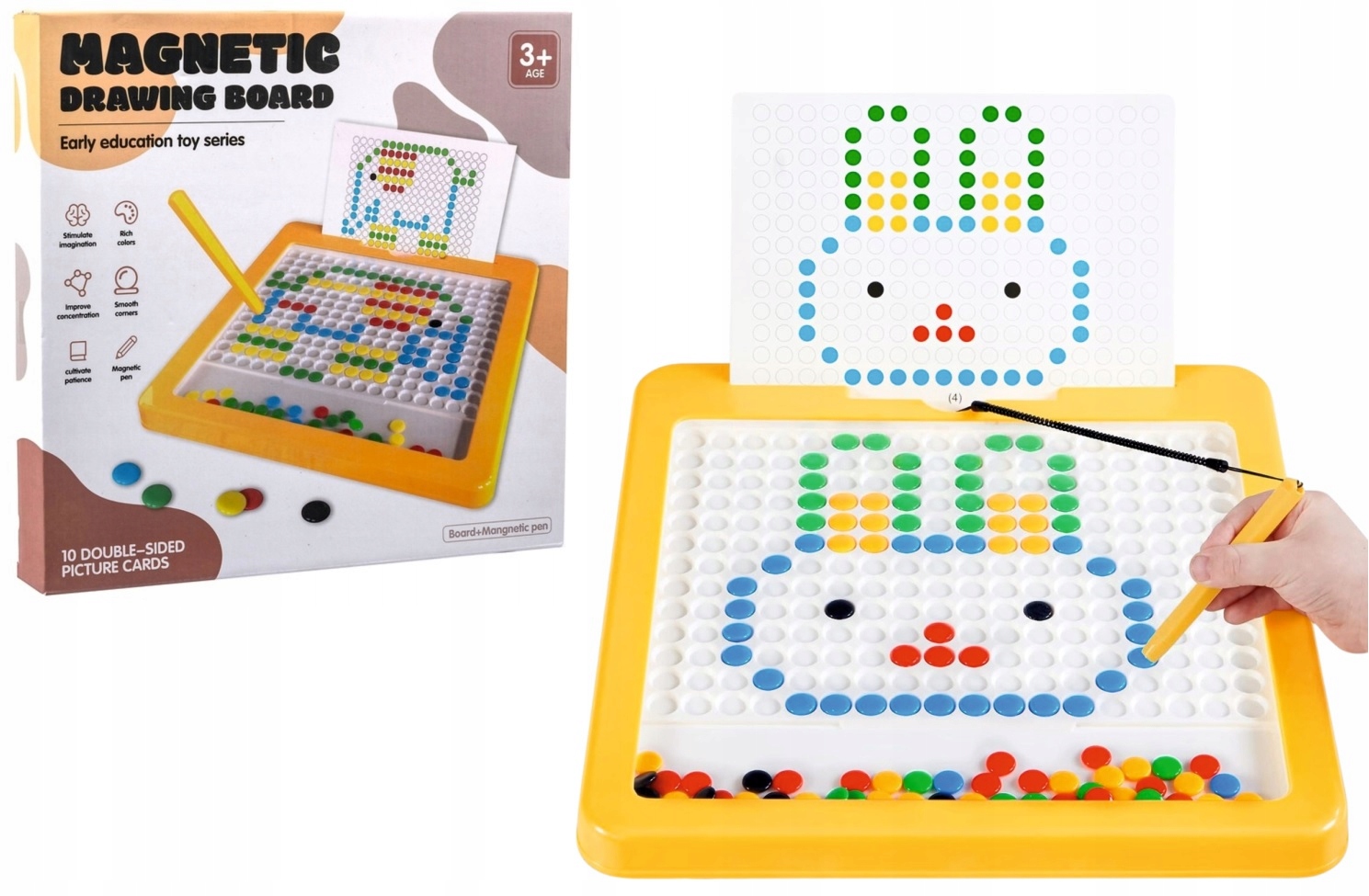 MAGNETICKÁ TABULKA MAGNETICKÁ MOZAIKA XXL Montessori knoflíková ...