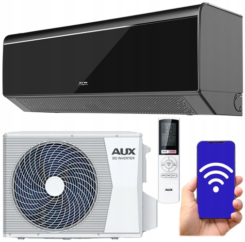 KLIMATYZATOR ŚCIENNY AUX C-SMART ONYX 2,7 kW WiFi LUSTRZANY PANEL NAWIEW 4D • Cena, Opinie ...