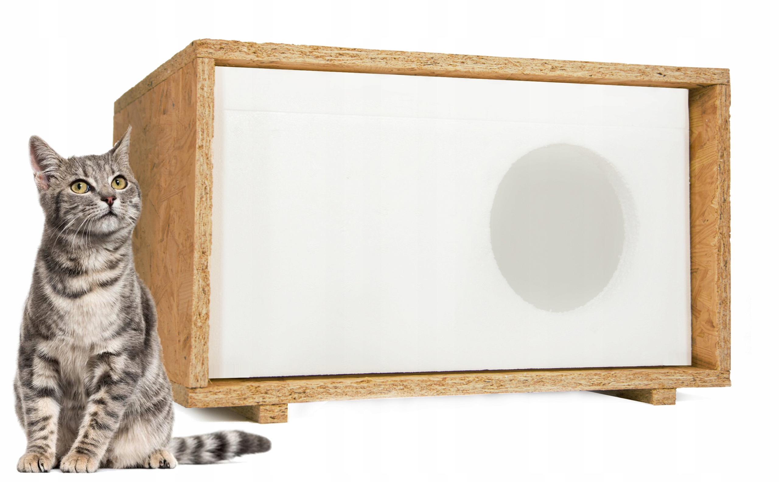 Domček pre mačku Florazoo biely štvorcový 43 cm x 41 cm x 20 cm - Allegro