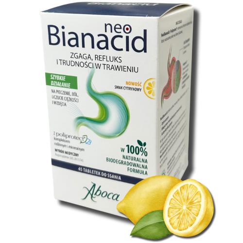 ABOCA Neobianacid smak cytrynowy, na refluks 45 tabletek do ssania ...
