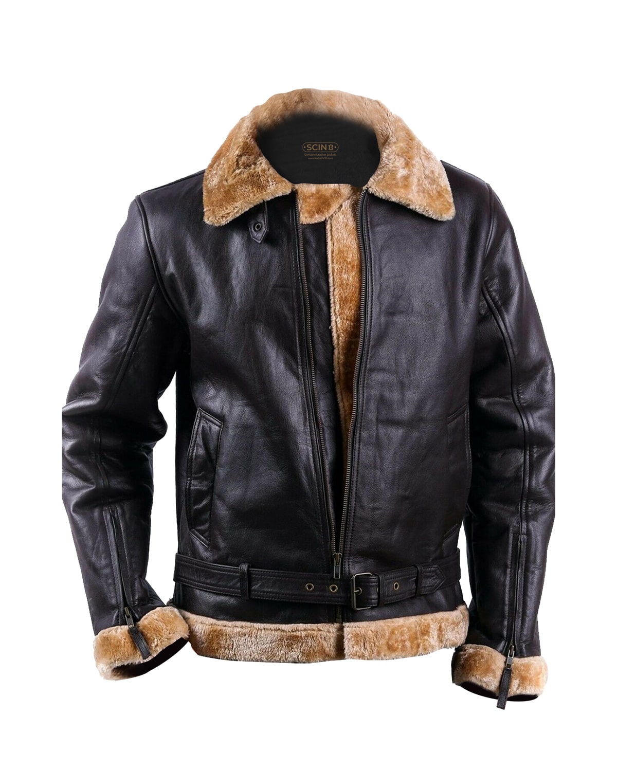Scott Shearling Leather Jacket S 100% Real Leather 16970001321 - Allegro.pl