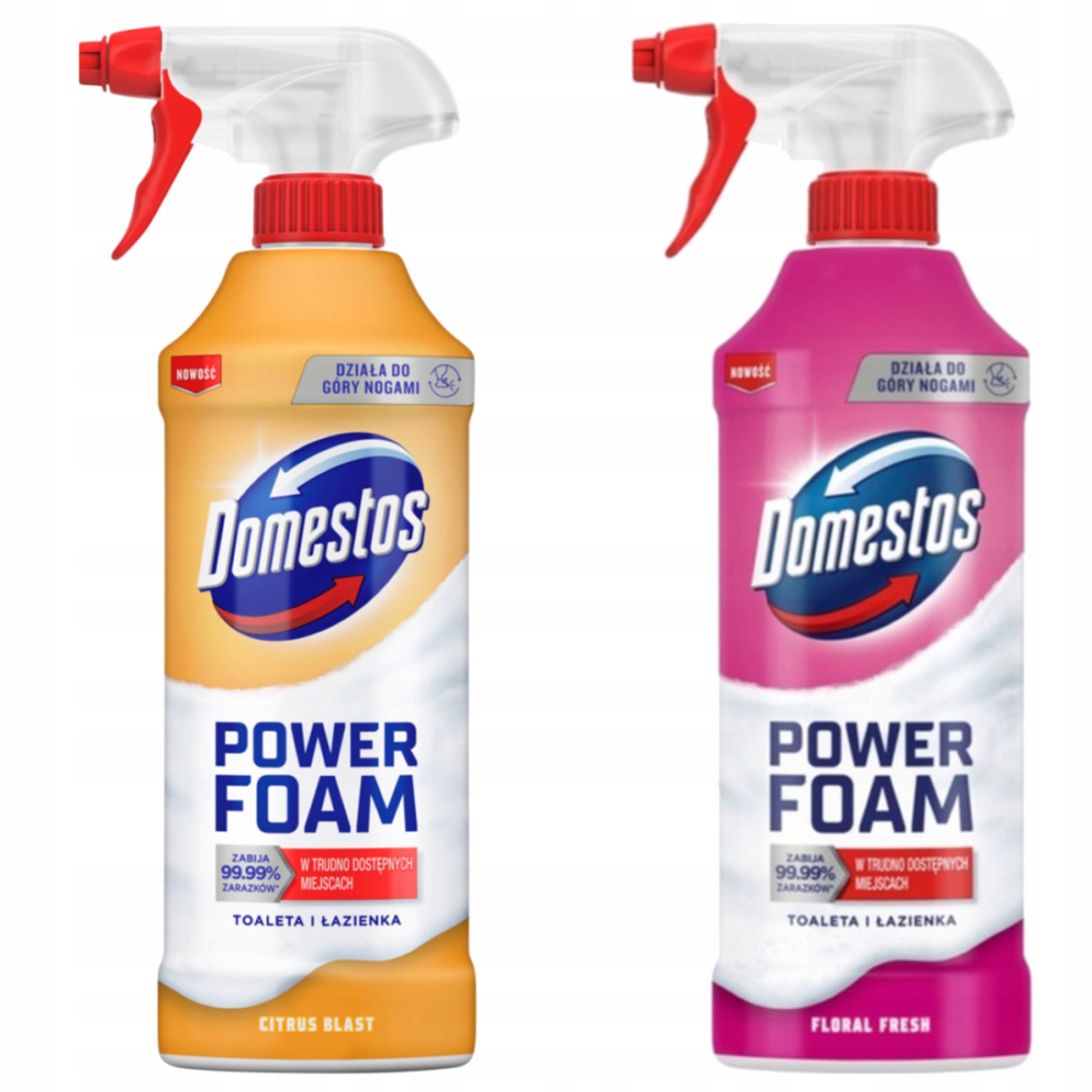 DOMESTOS POWER FOAM KAPALINA PĚNA NA TOALETY A KOUPELNY MIX SPRAY 2x 435ml za 229 Kč - Allegro