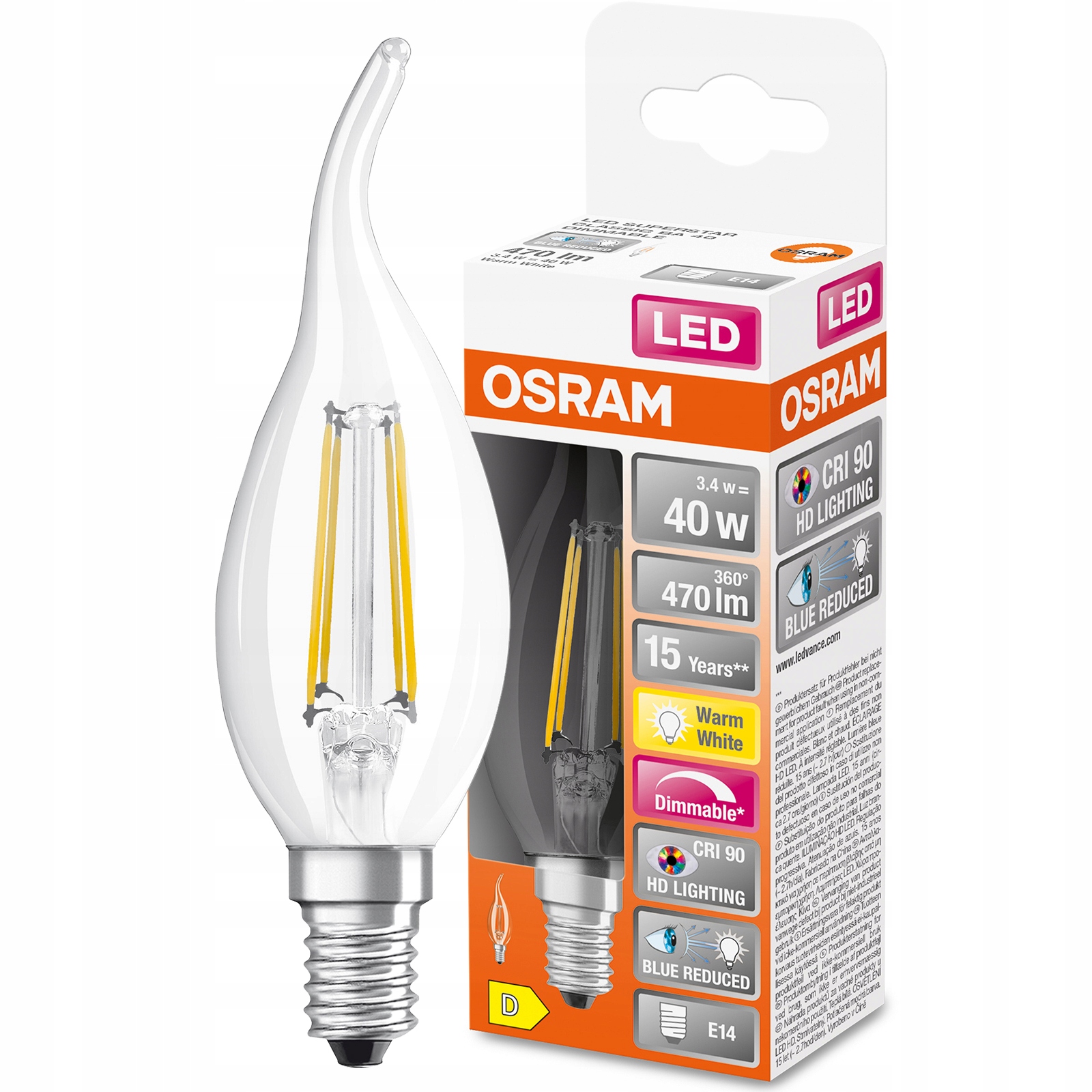 Żarówka LED E14 3,4W 2700K CRI90 Ściemnialna OSRAM (4058075602830 ...
