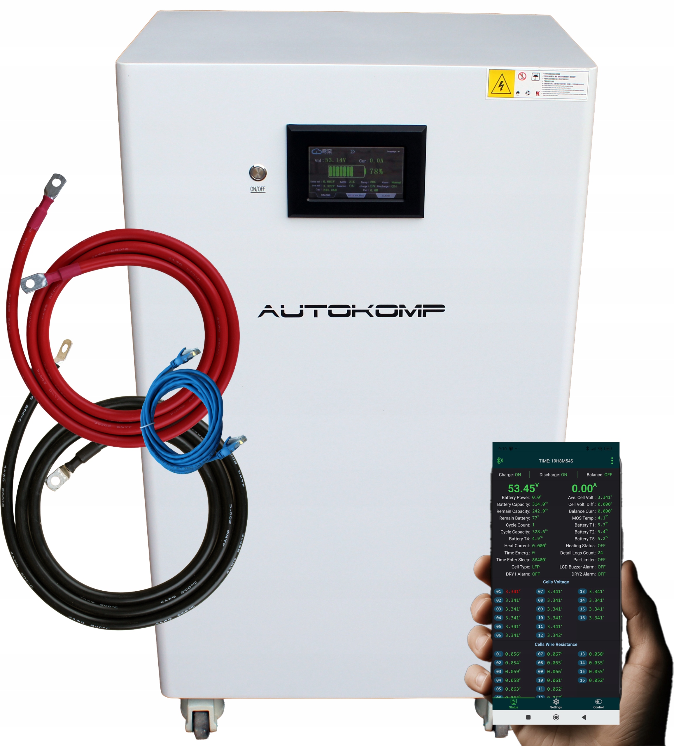 Magazyn Energii LifePO4 16,1kWh 48V 51,2V JK BMS + 2A Active Balancer ...