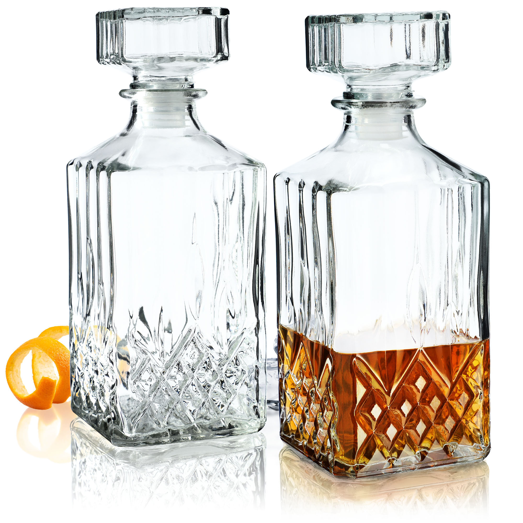 KARAFKA DO WHISKY WINA 1L KRYSZTAŁOWA 2x BUTELKA SZKLANA NA PREZENT ZESTAW (5903699485958 ...